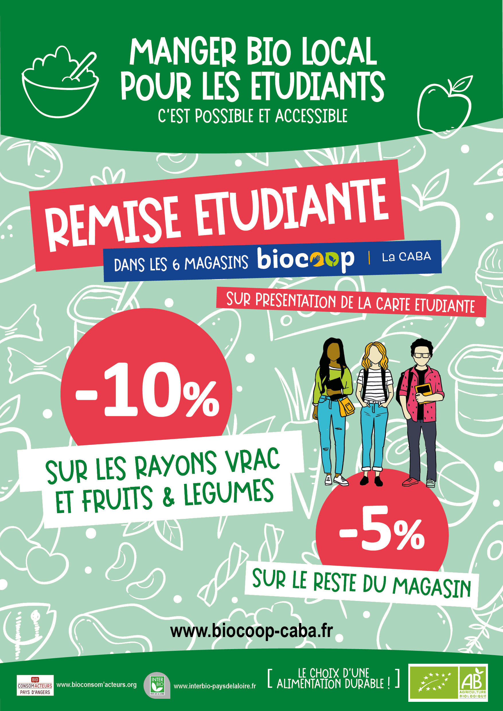 Remise pour les étudiants et étudiantes - Biocoop CABA - Magasin Bio Angers